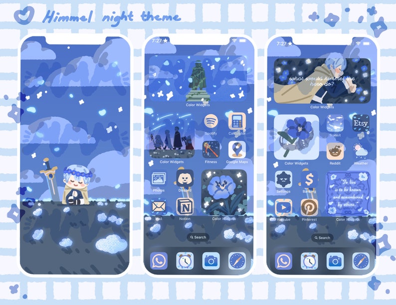 Pastel Blue Freiren Phone Theme | Aesthetic Ios App Icons, Cute Pastel ...