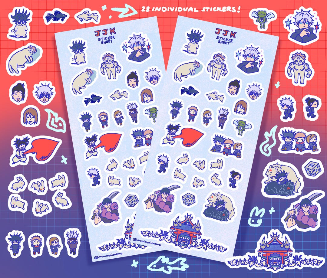 JJK Sticker Sheet| Jujutsu Kaisen Sticker Sheet, Phone Sticker, Journal ...