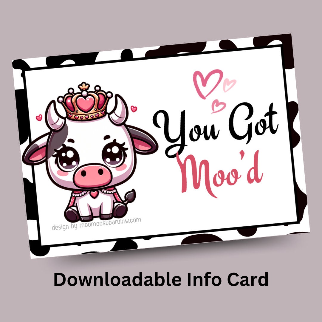Moo Moo Subaru - Queen Moo - Downloadable Info Card Double Sided - Etsy