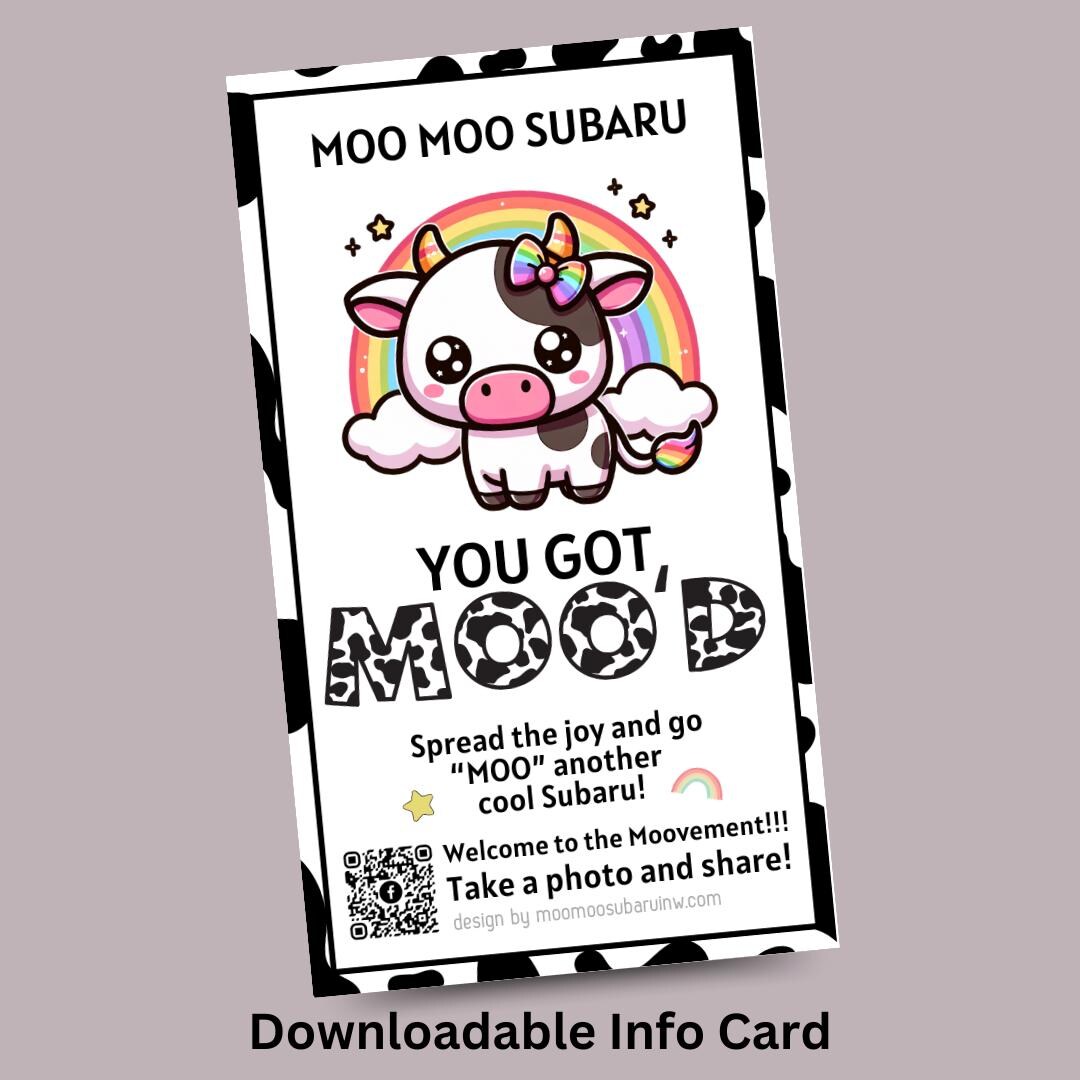 Moo Moo Subaru - Rainbow Moo - Downloadable Info Card - Business Card ...