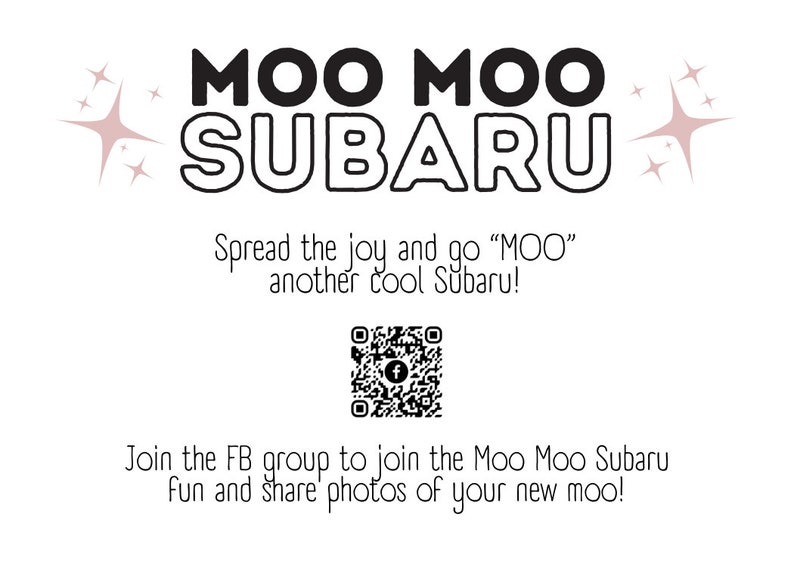 Moo Moo Subaru - Subamoo Driving - Downloadable Info Card Double Sided ...
