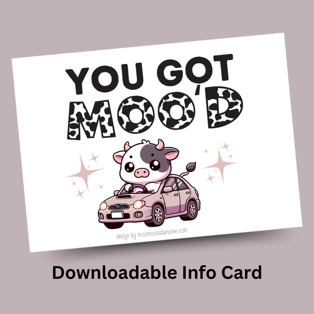 Moo Moo Subaru - Subamoo Driving - Downloadable Info Card Double Sided ...