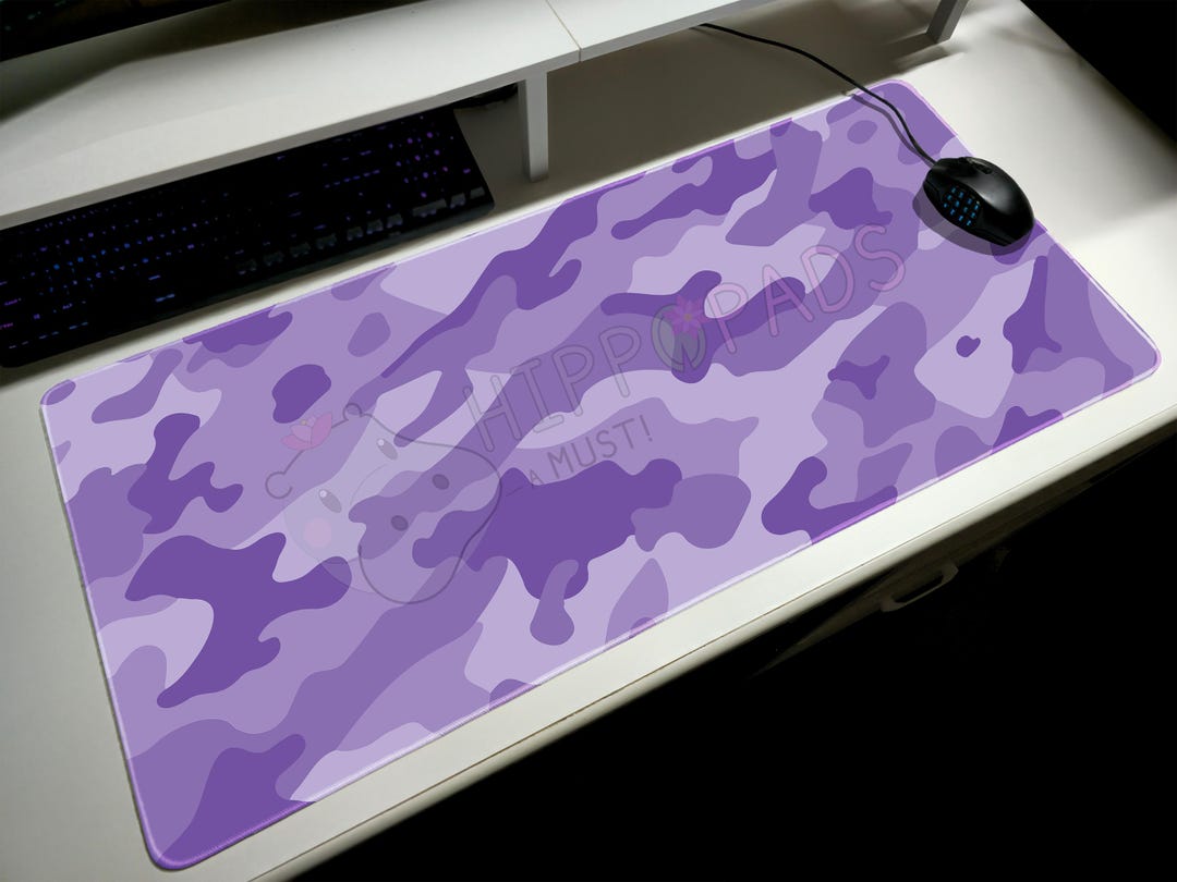 Violet Camouflage Giant Desk Mat and Mouse Pad, Home Office Decor ...