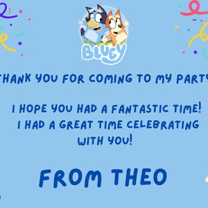 Bluey Thank You Notes Birthday Party Editable Templates - Etsy Australia