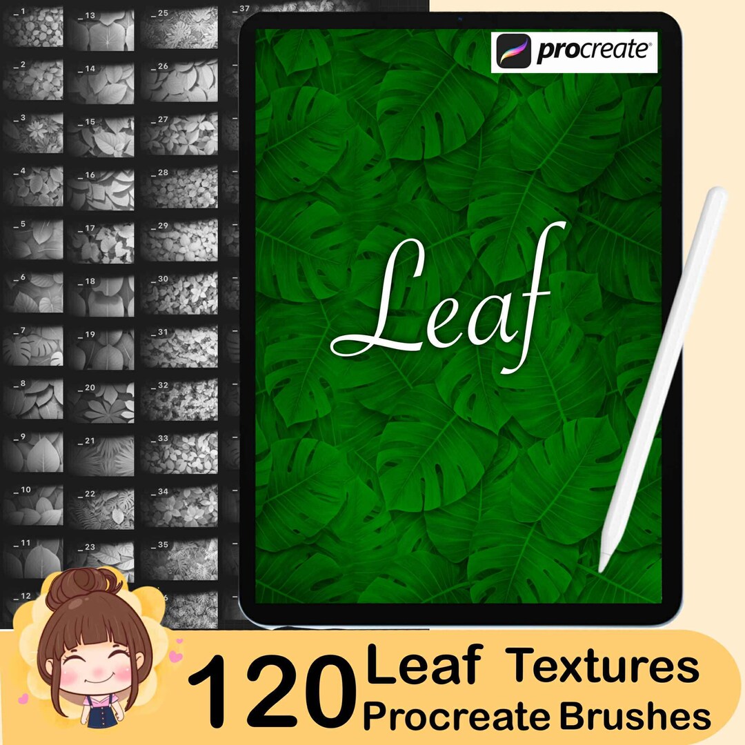 120 Leaf Texture Procreate Brushes | Tropical, Autumn (seamless) - Etsy