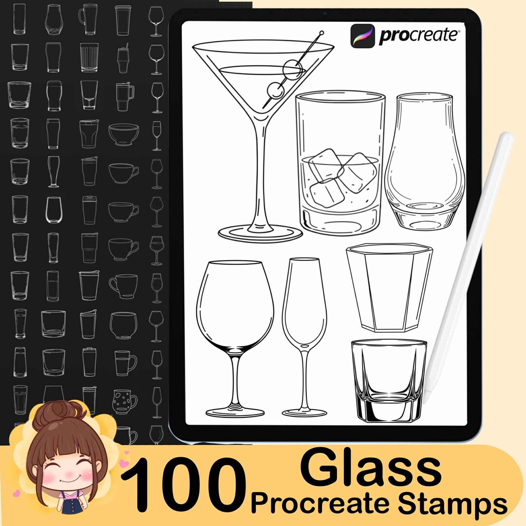 100 Procreate Cup & Glass Stamps | Coffee, Tea, Wine, Cocktail Brushes ...