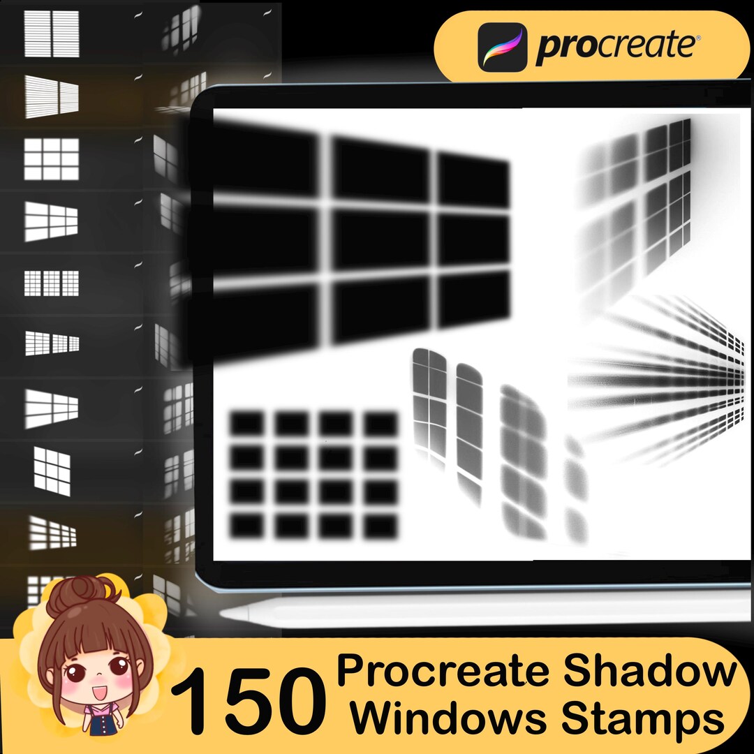 150 Shadow Overlays for Procreate, Window Shadow Overlays, Window Light ...
