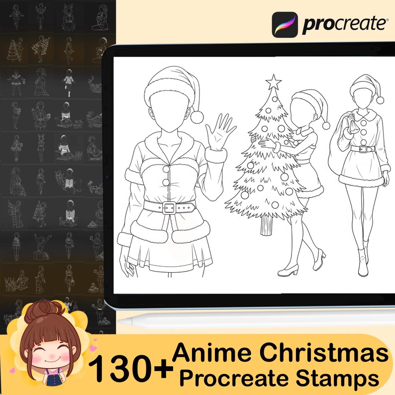 Anime Christmas Procreate Brushes, Figure Stamps (digital Brushes) - Etsy