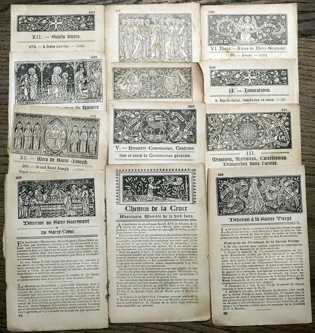 Lot of 12 Mini Engravings of Original Cut-out Friezes From 1900 ...