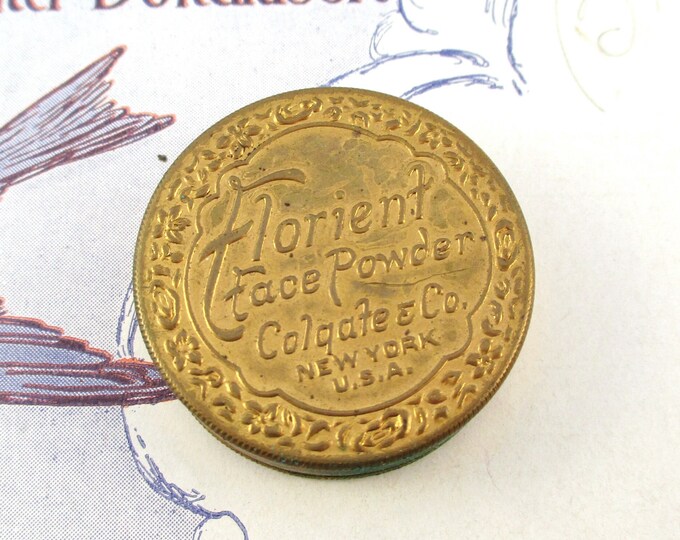 Little Vintage Brass Florient Face Powder Box / Compact - Colgate & Co ...