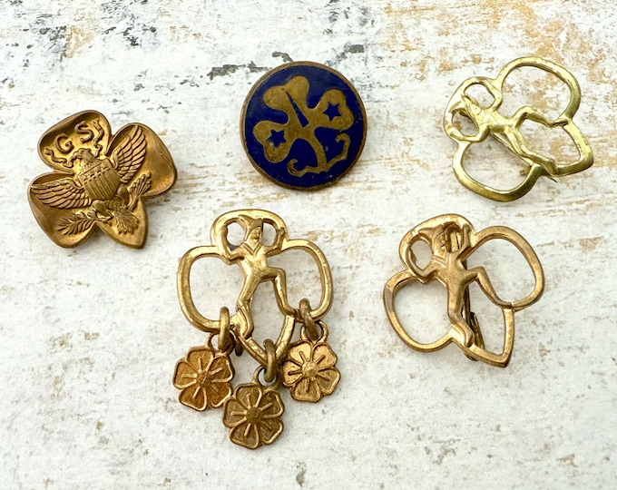 Five Vintage Girl Scout / Brownie Pins - Etsy