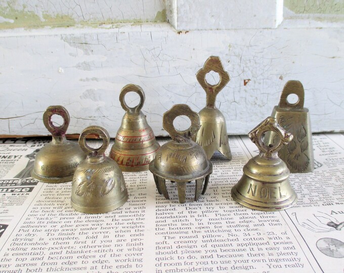 Set of Seven Little Vintage Brass Bells - Etsy