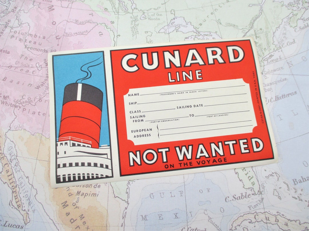 Vintage Cunard Line Gummed Label Not Wanted on the Voyage - Etsy