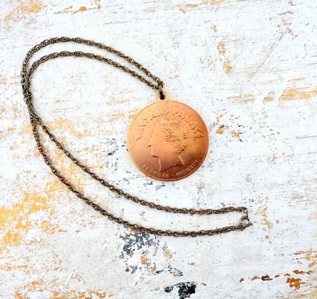 Vintage Caesars Palace Las Vegas MCMXCI Medallion Necklace - Etsy