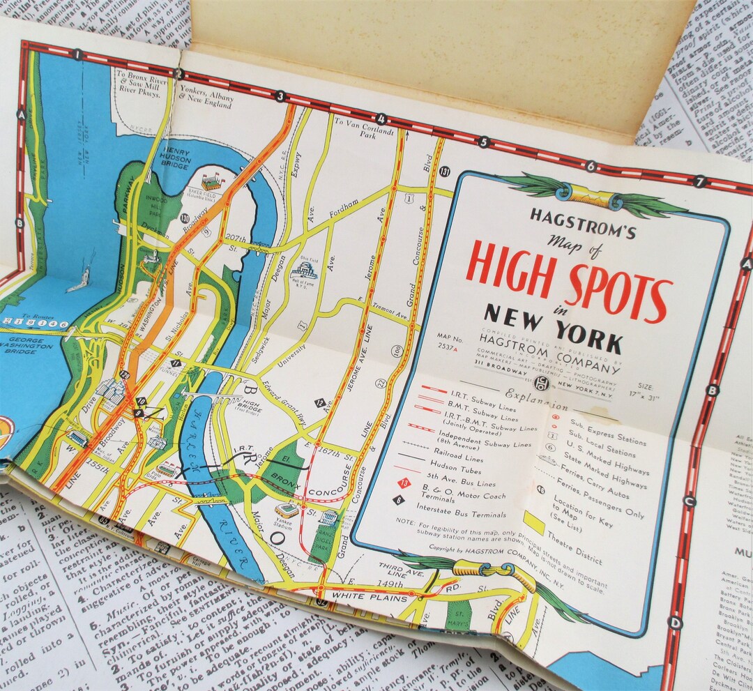 Vintage Guide / Fold Out Map Hagstrom's Map of High - Etsy