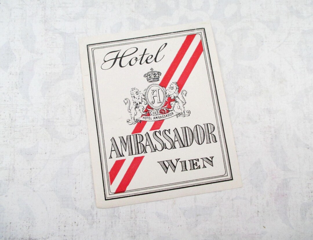 Vintage Hotel Luggage Label - Hotel Ambassador - Wien, Austria - Etsy