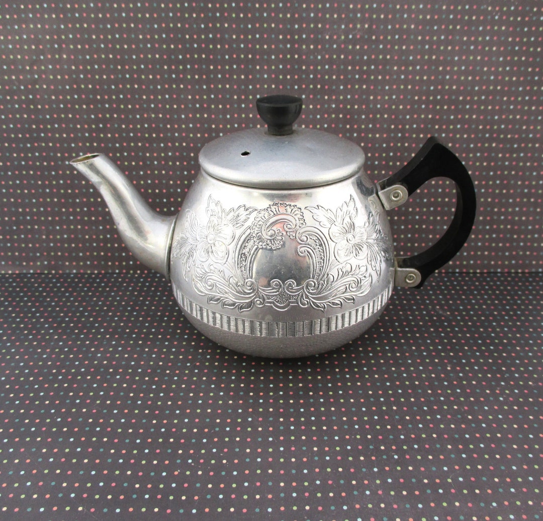 Little Vintage Swan Brand Embossed Aluminum Teapot - Etsy