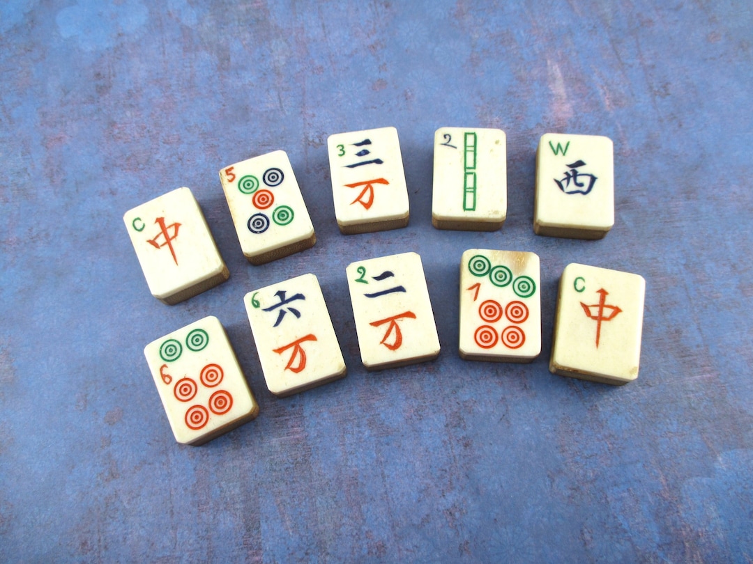 Ten Vintage Bone and Bamboo Mahjong Tiles 8D - Etsy