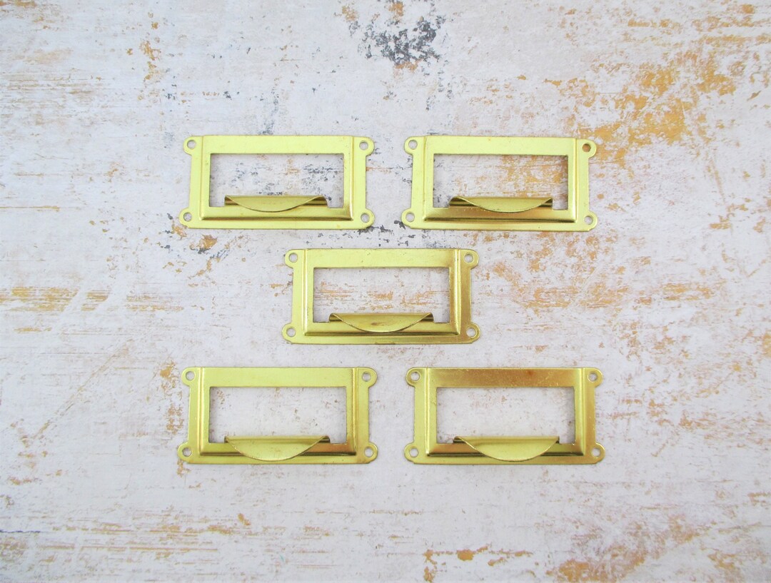 Five Little Vintage Brass File Drawer Label Holders - Etsy