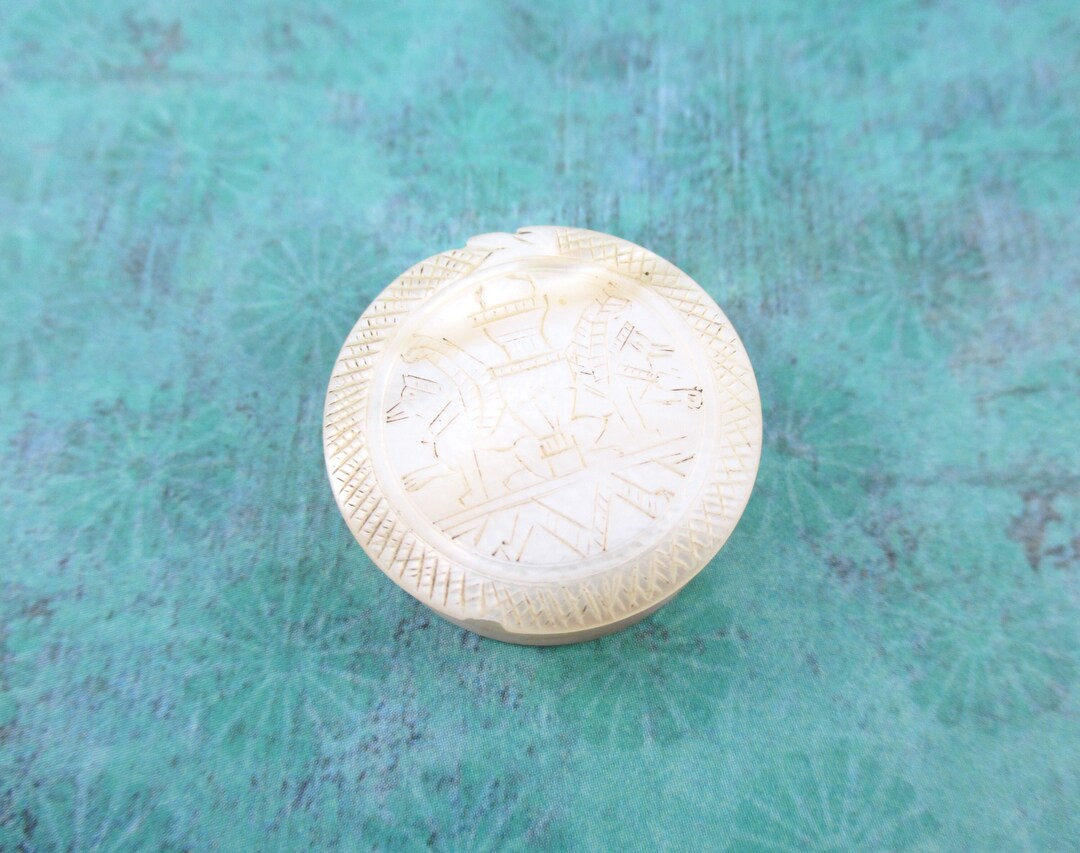 Tiny Etched Mother of Pearl Pill Box - Etsy