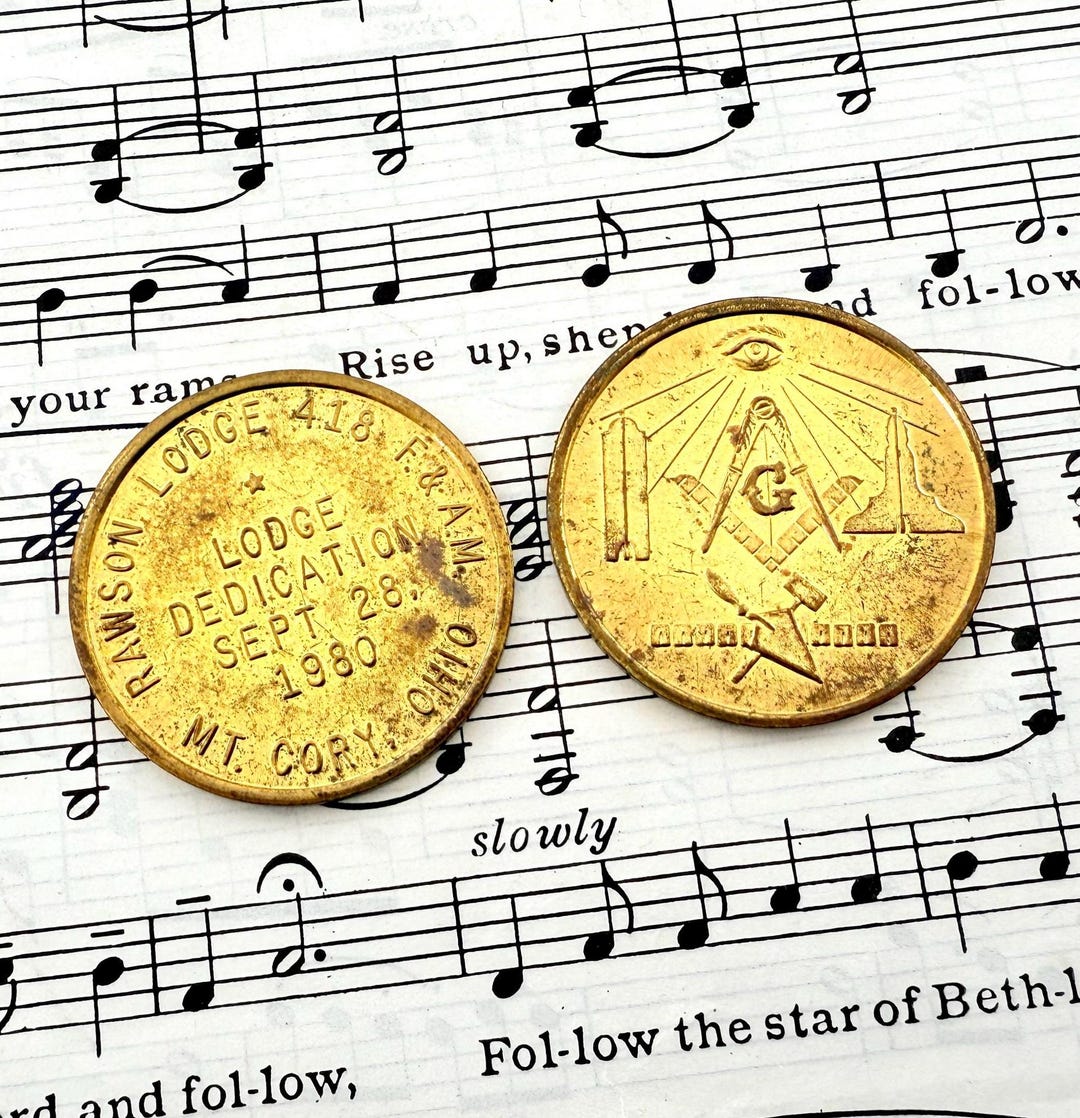 Pair of Vintage Fraternal Masonic Lodge Tokens - Mt. Cory, Ohio - 1980 ...