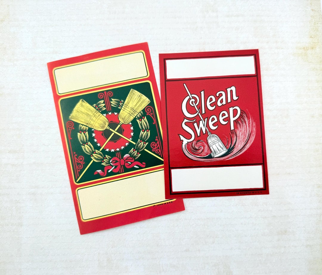 Pair of Vintage Broom Labels - Clean Sweep - Etsy