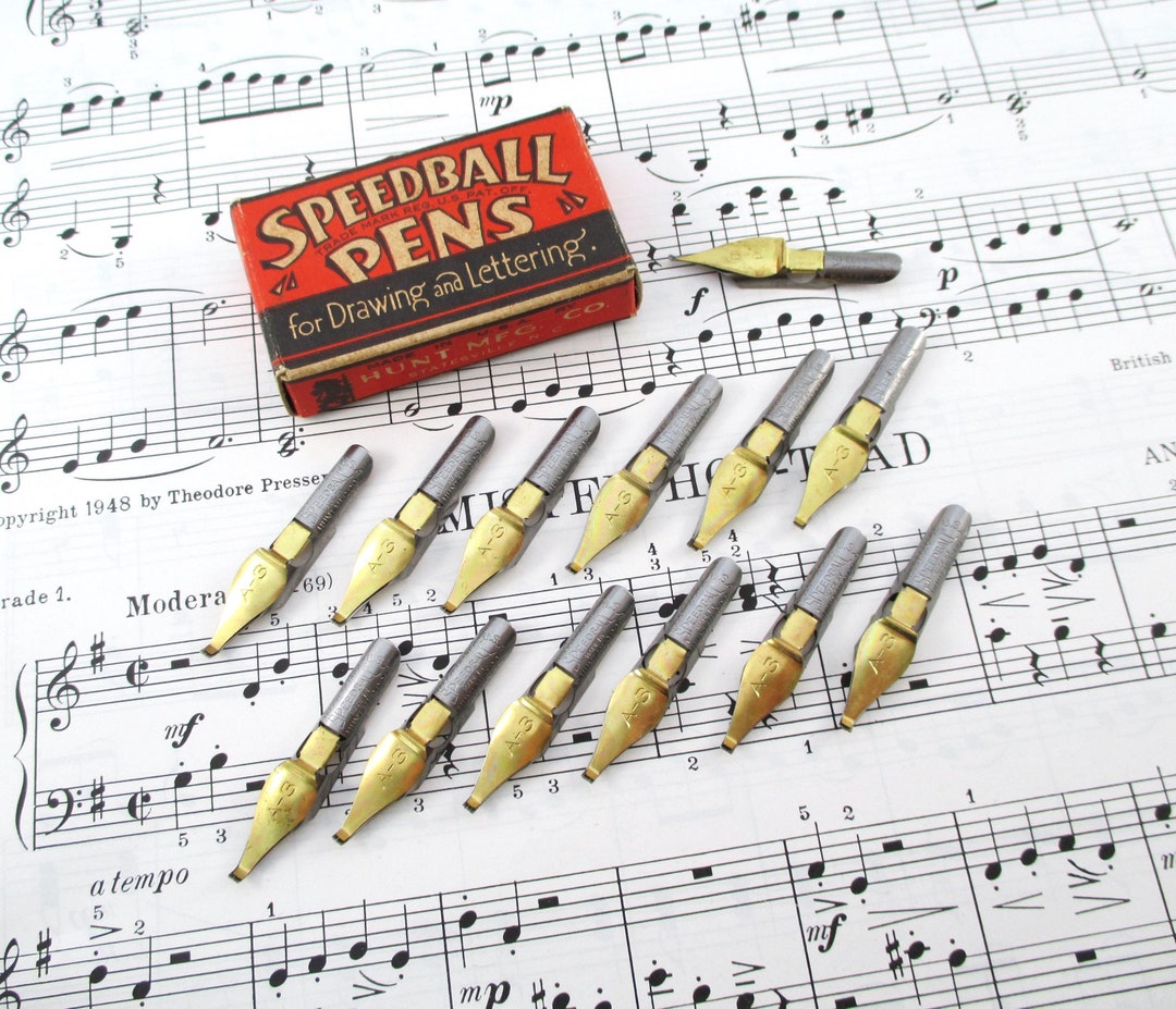 13 Vintage Hunt Speedball Pen Nibs With Box - Etsy