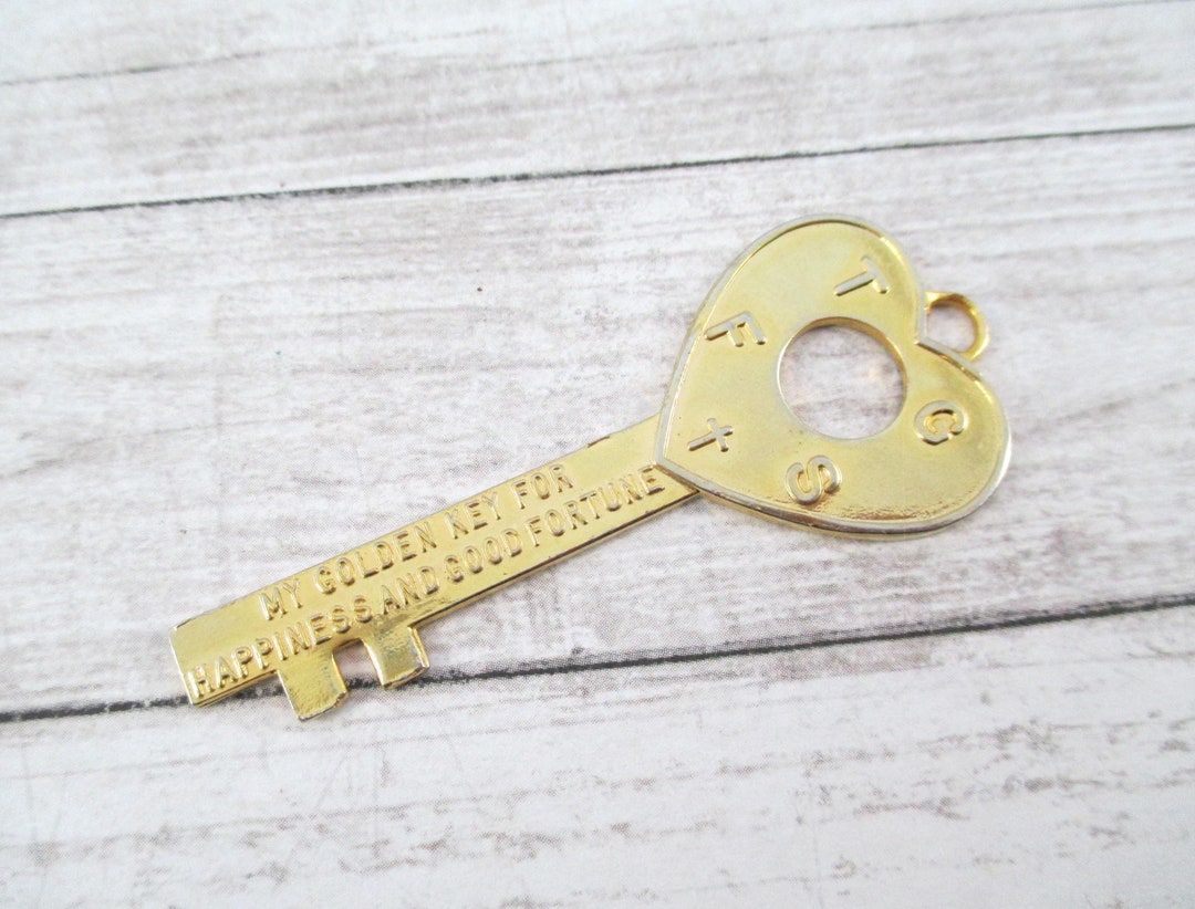 Vintage My Golden Key for Happiness and Good Fortune Souvenir Key ...