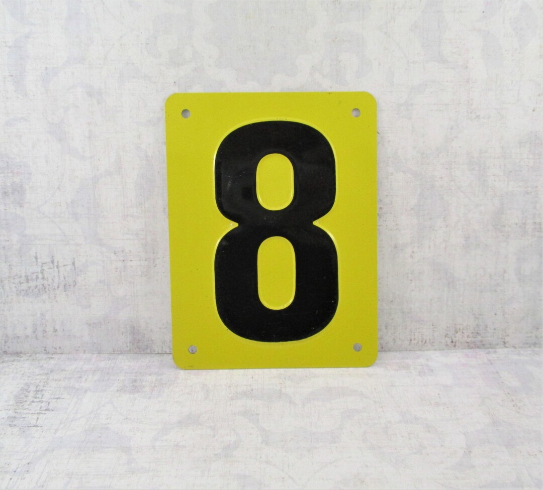 Vintage Metal Sign Number 8 - Etsy
