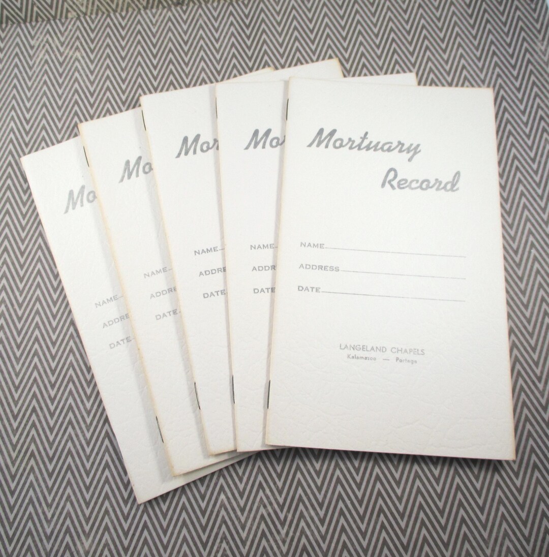Five Vintage Mortuary Record Books - Langeland Chapels; Kalamazoo ...
