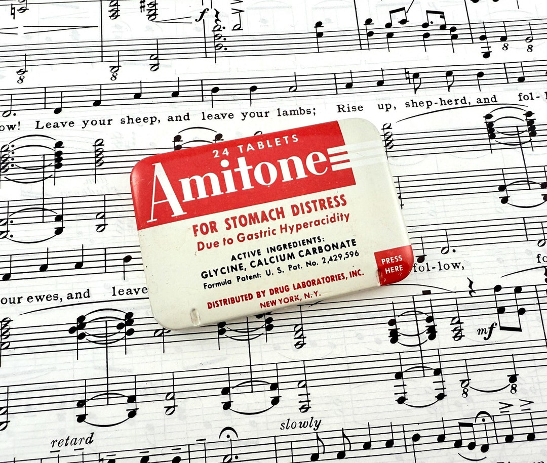 Large Vintage Amitone Tablets Tin - for Stomach Distress - Etsy