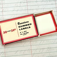 Vintage Partial Booklet of Red and White Gummed Labels -perforated ...