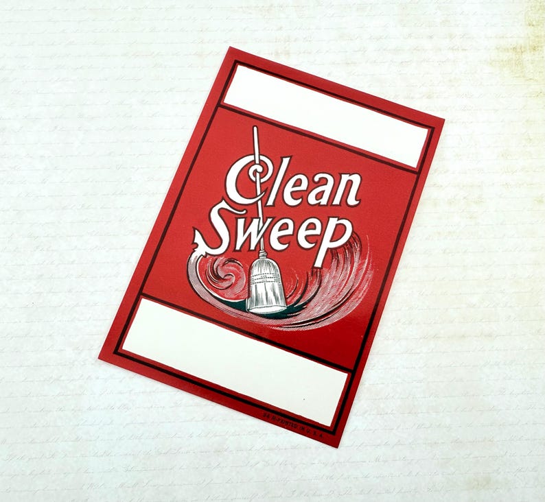 Pair of Vintage Broom Labels - Clean Sweep - Etsy