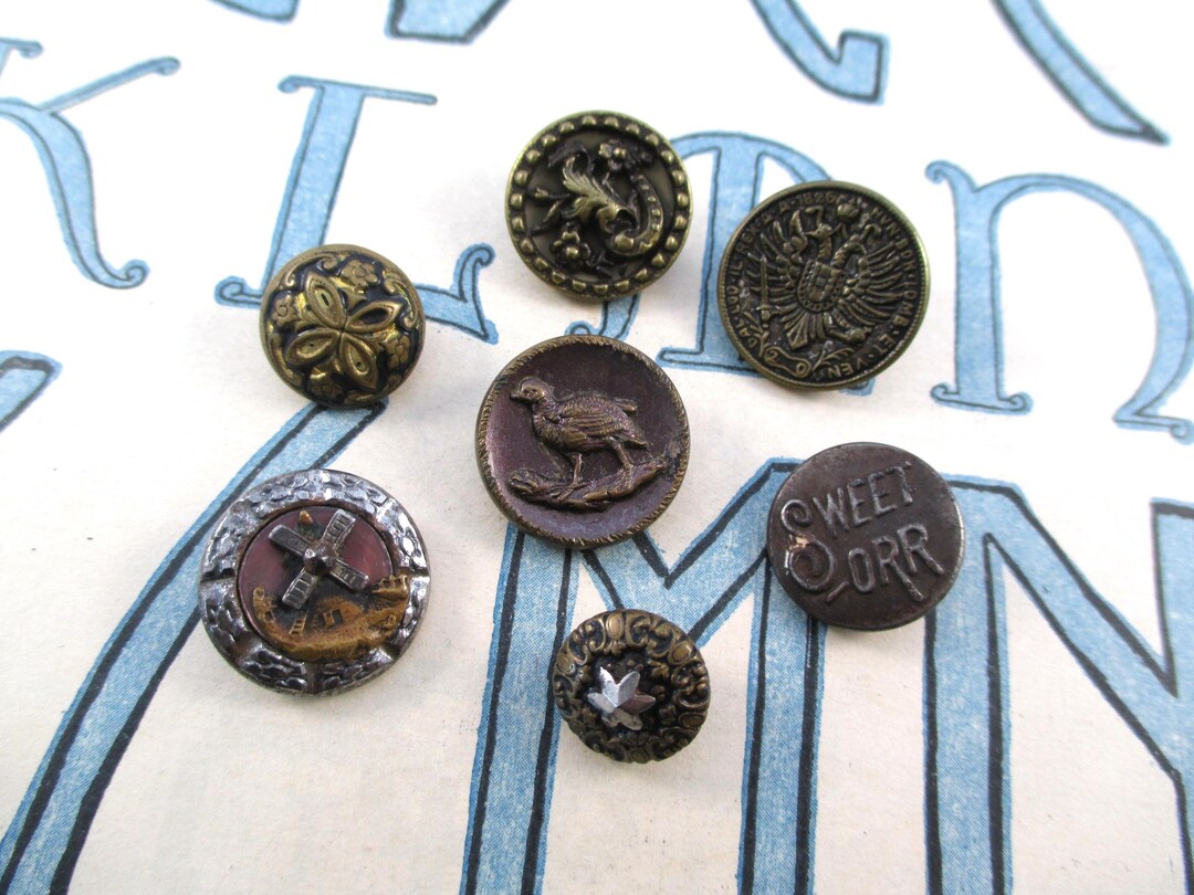 Seven Vintage Detailed Metal Victorian Buttons - Etsy