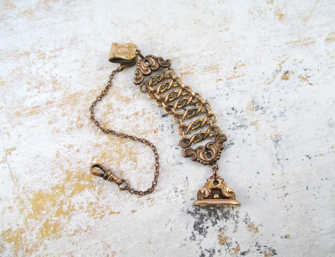 Vintage / Antique JMF & Co Decorative Pocket Watch Fob Chain Wax Seal ...
