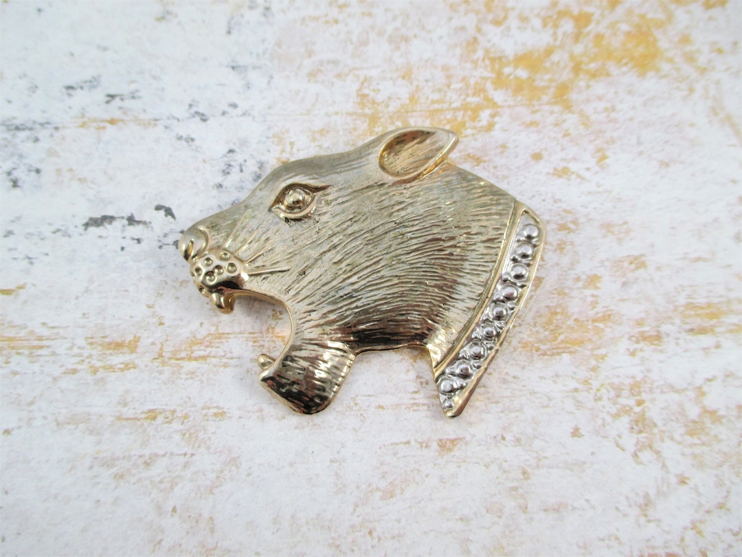 Vintage Tiger Head Pin - Etsy