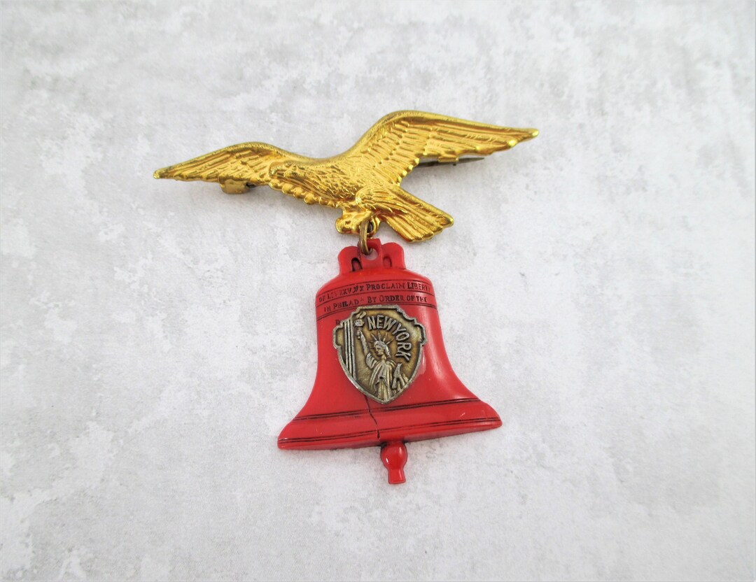 Vintage Eagle / Liberty Bell New York Souvenir Pin - Etsy