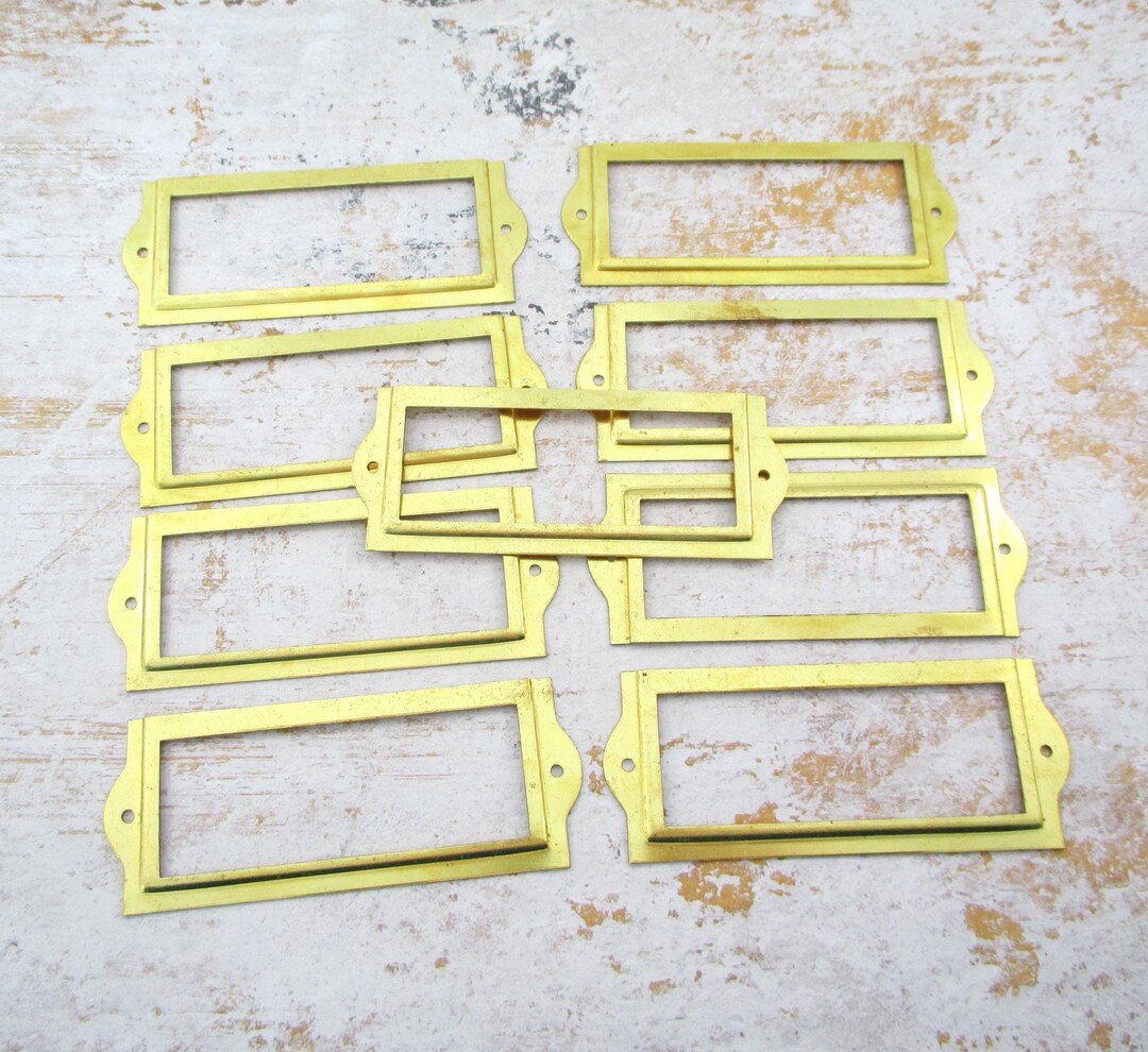 Nine Vintage Brass File Drawer Label Holders - Etsy
