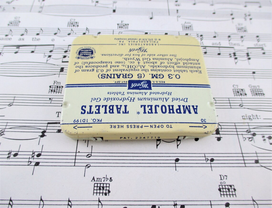 Large Vintage Amphojel Antacid Tablets Tin - Etsy