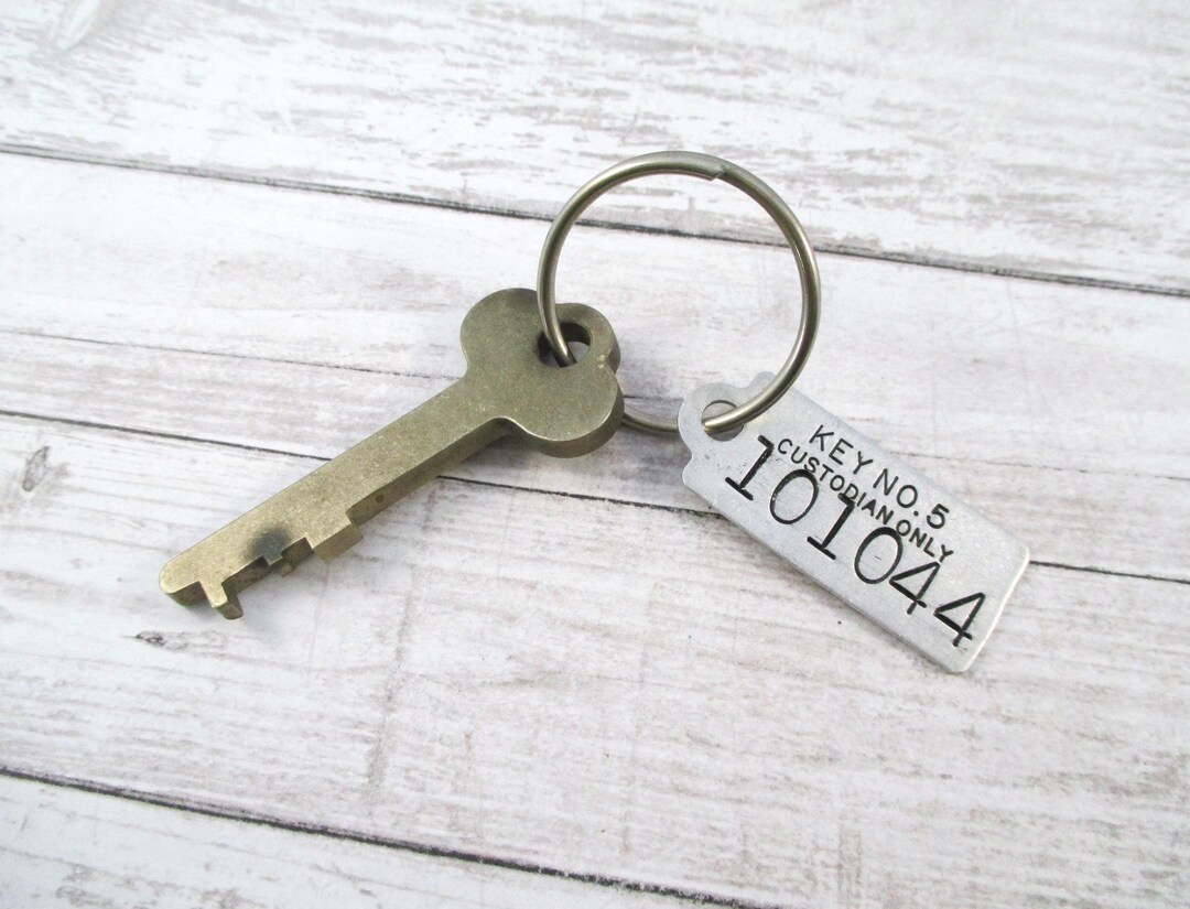 Vintage Numbered Custodian Key Fob and Thick Key - Etsy