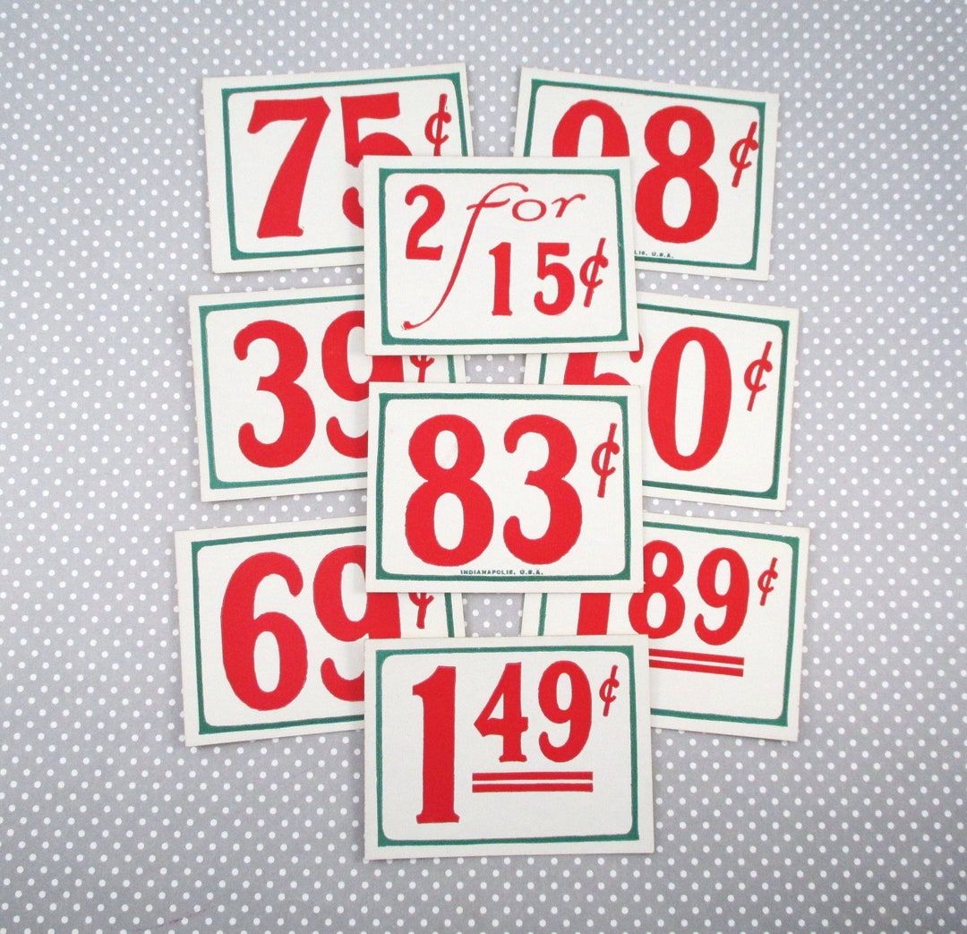 Nine Vintage Cardboard Label / Store Price Tags - Etsy