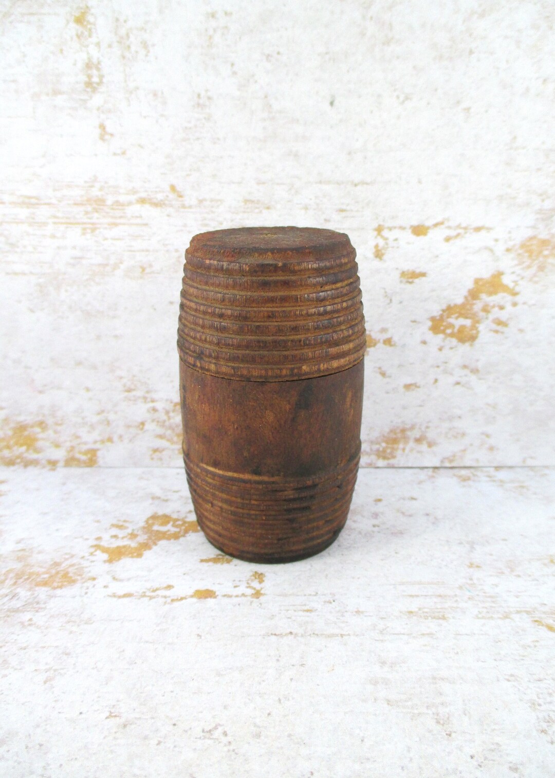Little Vintage Treen Wooden Barrel Box - Etsy