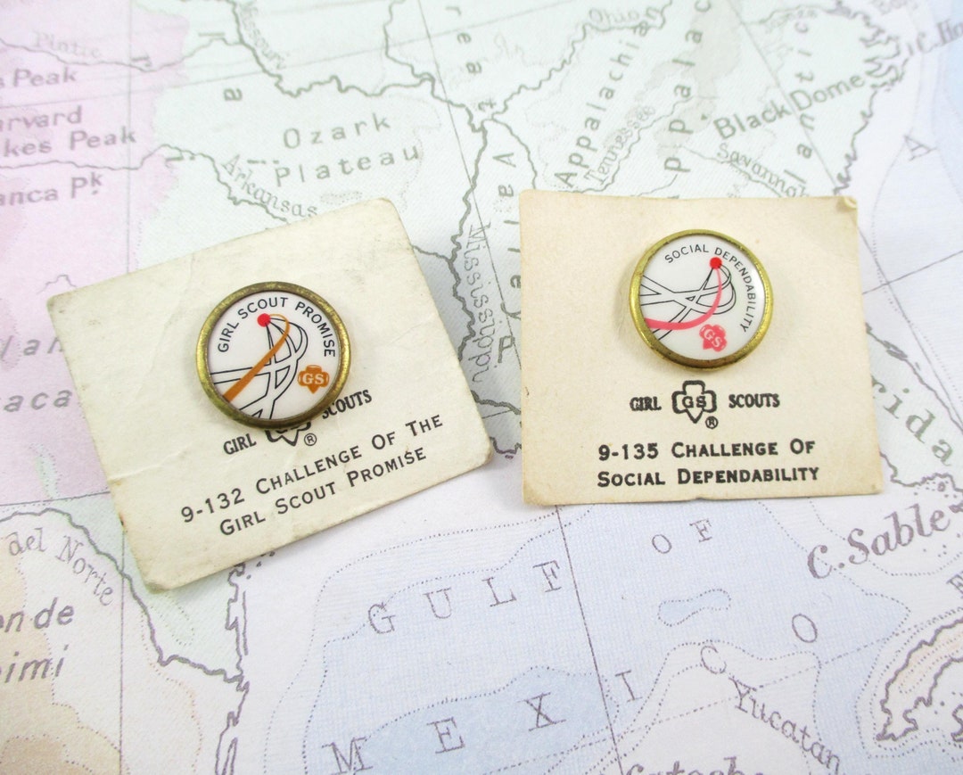 Pair of Vintage Girl Scout Pins - Social Dependability and Girl Scout ...