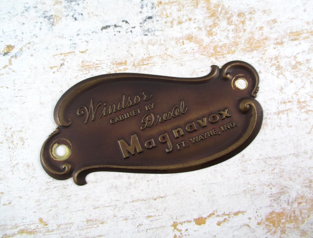 Vintage Brass Windsor Cabinet by Drexel Magnavox Ft. Wayne, Ind. Plaque ...