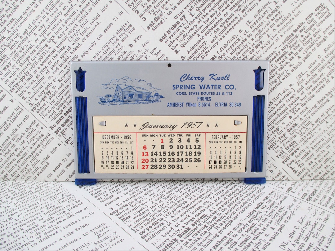 Vintage Advertising Desk Calendar 1957 Cherry Knoll Spring Water Co. - Etsy