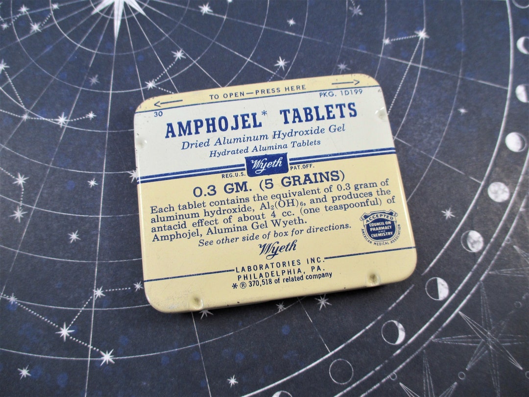 Large Vintage Amphojel Antacid Tablets Tin - Etsy