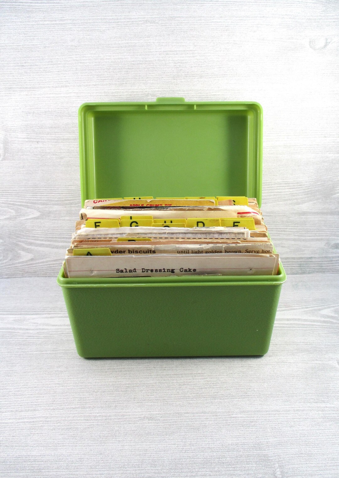 Vintage Avocado Green Plastic Recipes Box With Original Contents - Etsy