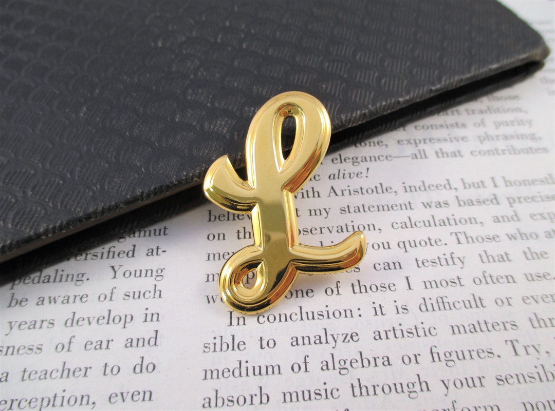 Vintage Gold Toned Letter L Brooch - Etsy