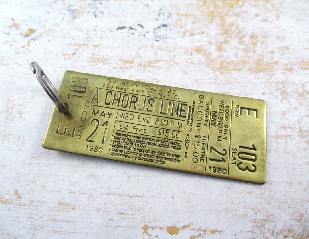 Vintage Brass A Chorus Line Broadway Ticket Key Chain - Lowell Sigmund ...