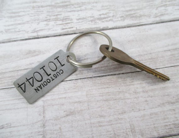 Vintage Numbered Custodian Key Fob and Key - Gem